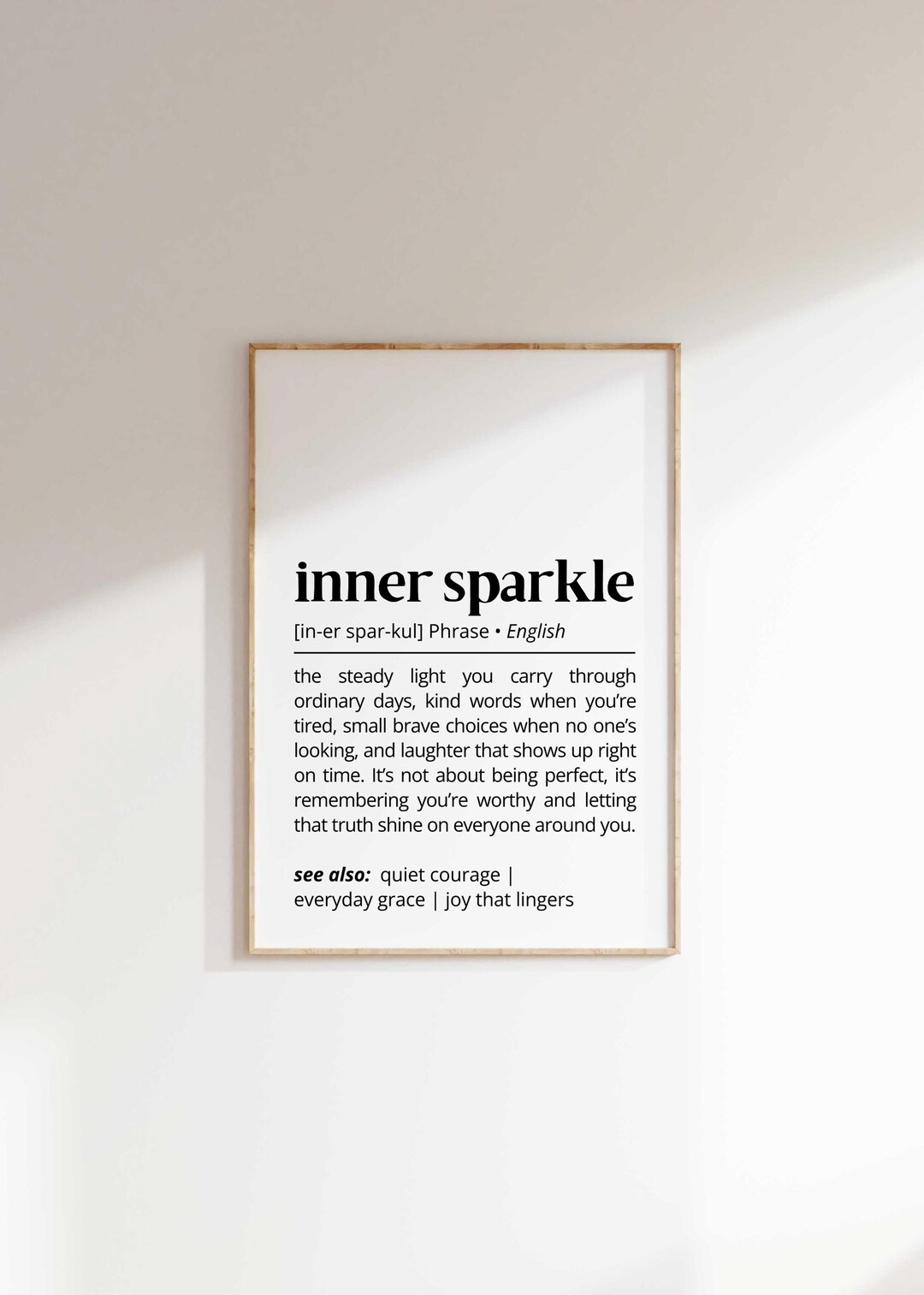 Inner Sparkle Definition Print Inspirational Quote Printable Minimalist ...