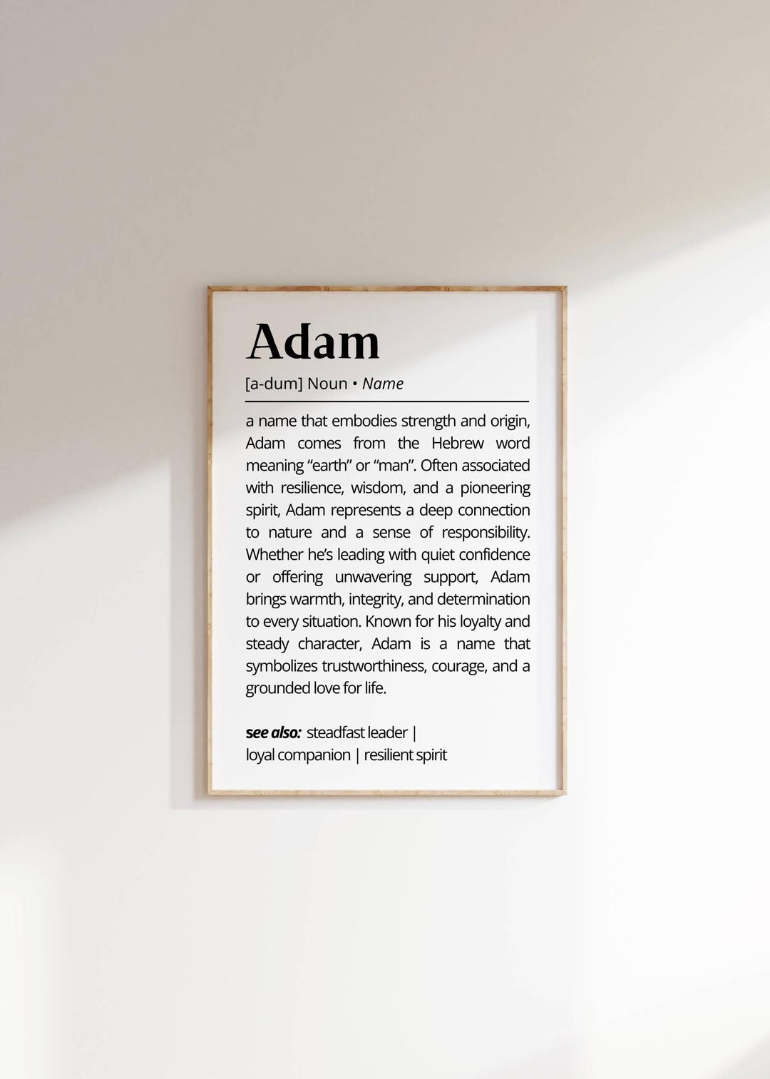 Adam Name Definition Print Personalized Name Gift Unique Minimalistic ...