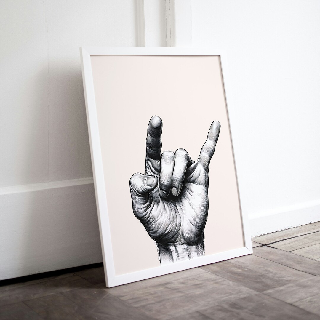 Rock N Roll Hand Sign Poster: Music Wall Art (digital Download) - Etsy
