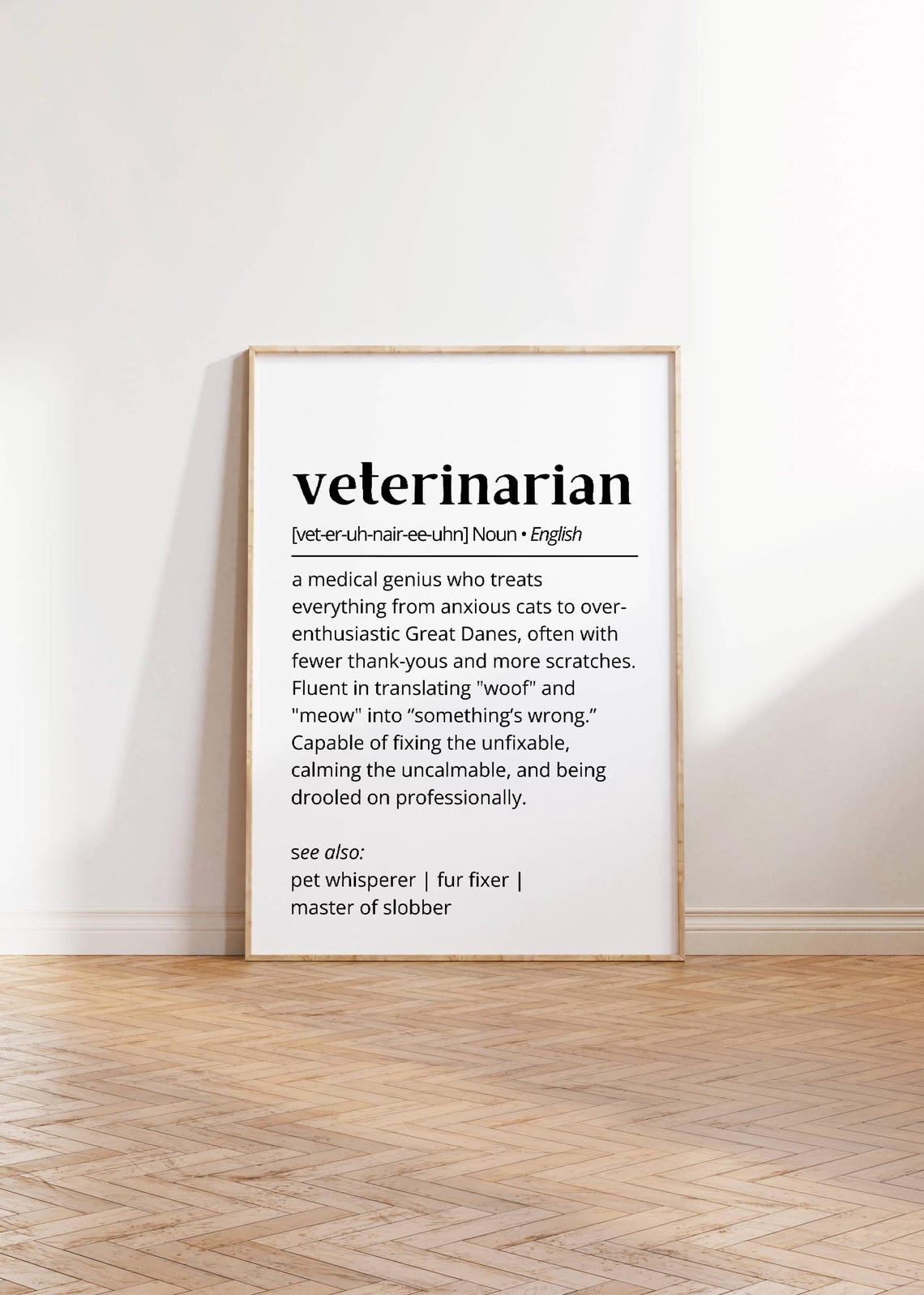 Veterinarian Definition Print: Funny Vet Office Decor (digital Download ...