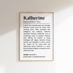 Katherine Name Meaning Print | Personalized Gift | Nursery Wall Art ...