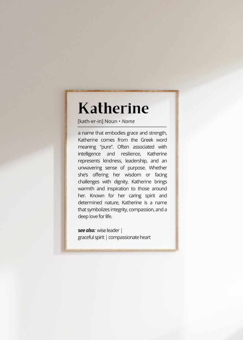 Katherine Name Meaning Print | Personalized Gift | Nursery Wall Art ...