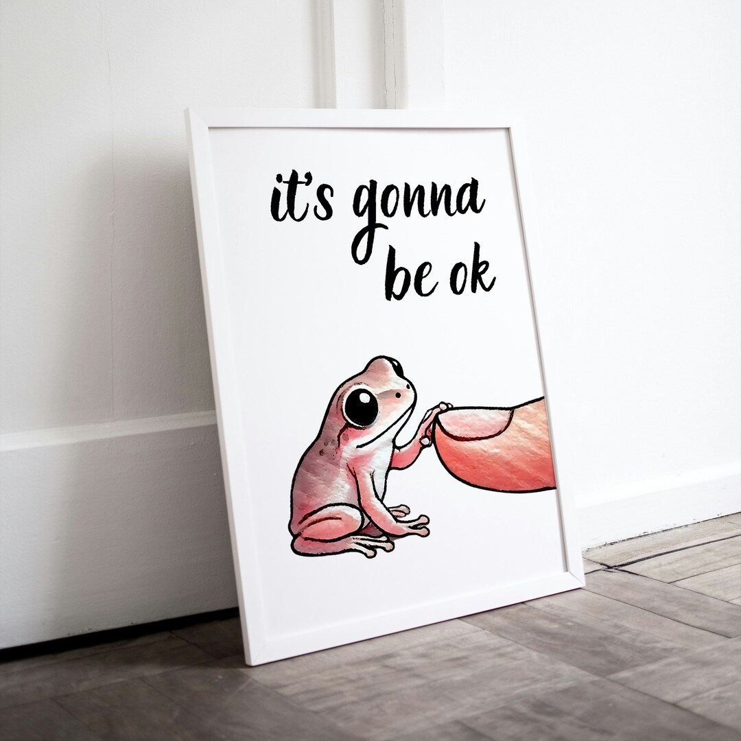 Cute Frog Poster, Inspirational Quote Wall Art, Cute Frog Drawing ...