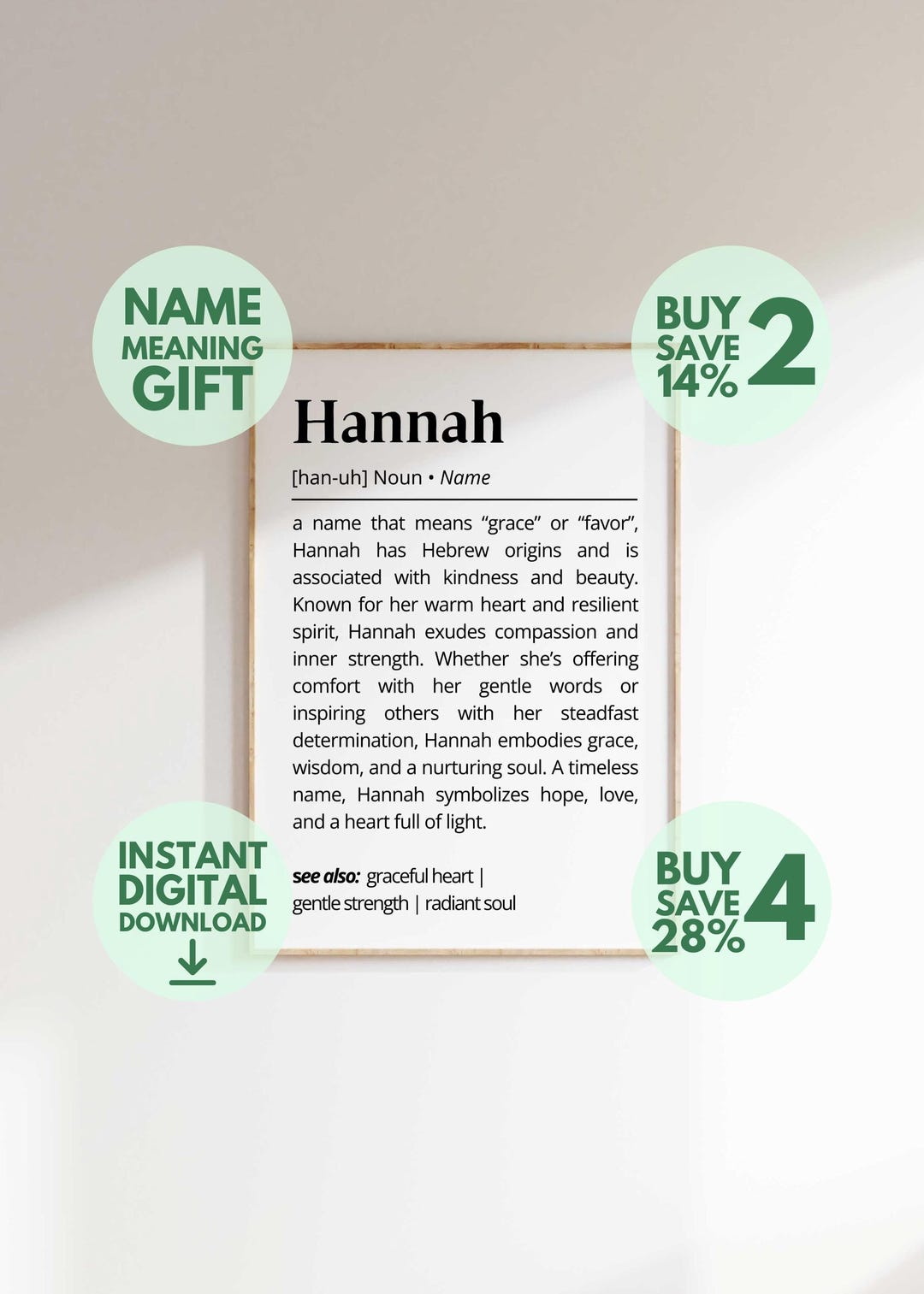 Hannah Name Meaning Print | Personalized Baby Name Sign | Nursery Wall ...