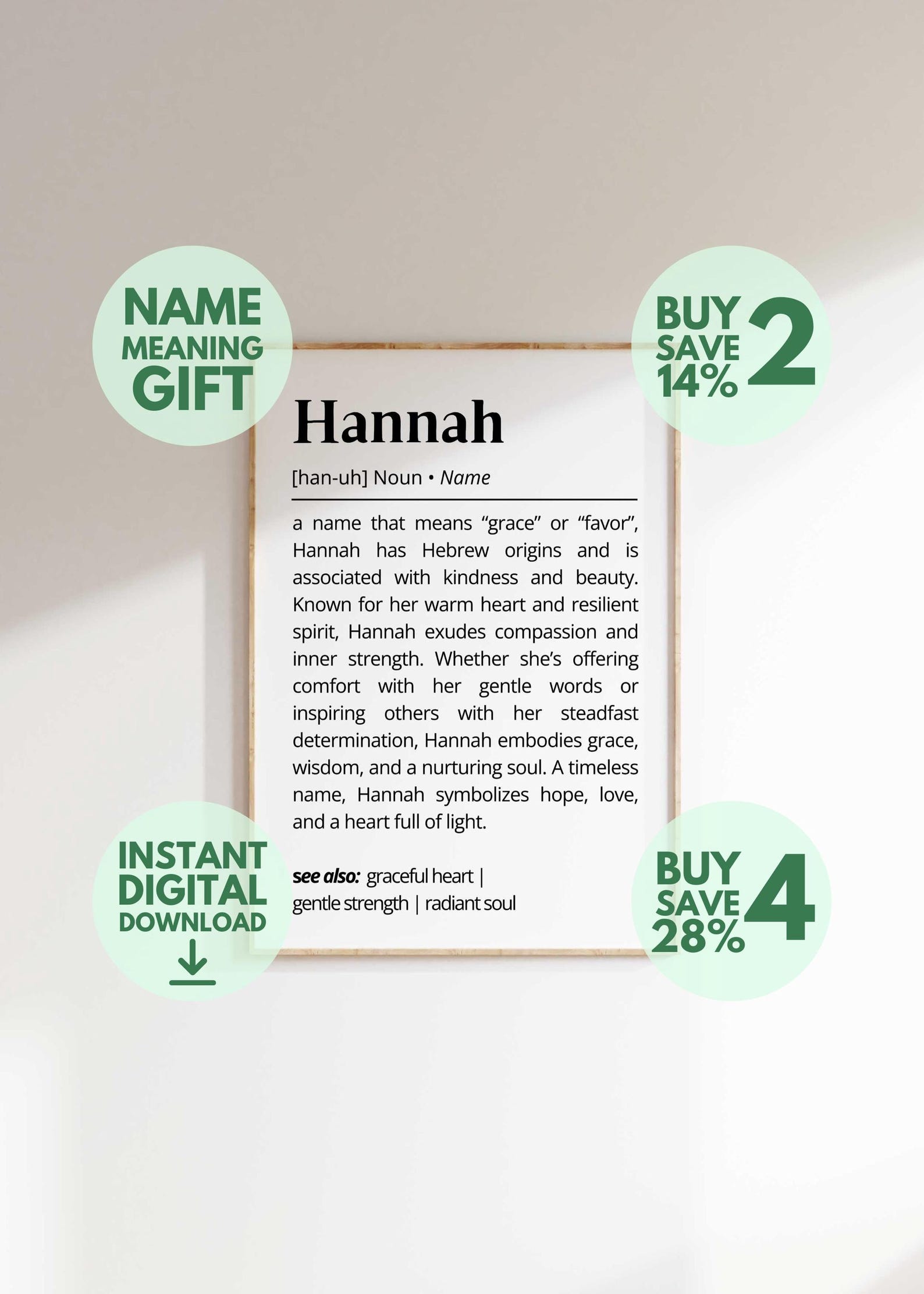 Hannah Name Meaning Print | Personalized Baby Name Sign | Nursery Wall ...