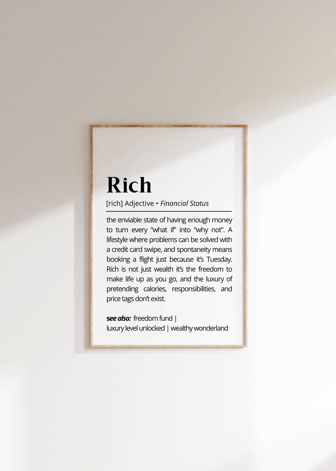 Rich Definition Print: Funny Wealth, Luxury Lifestyle Decor (digital ...