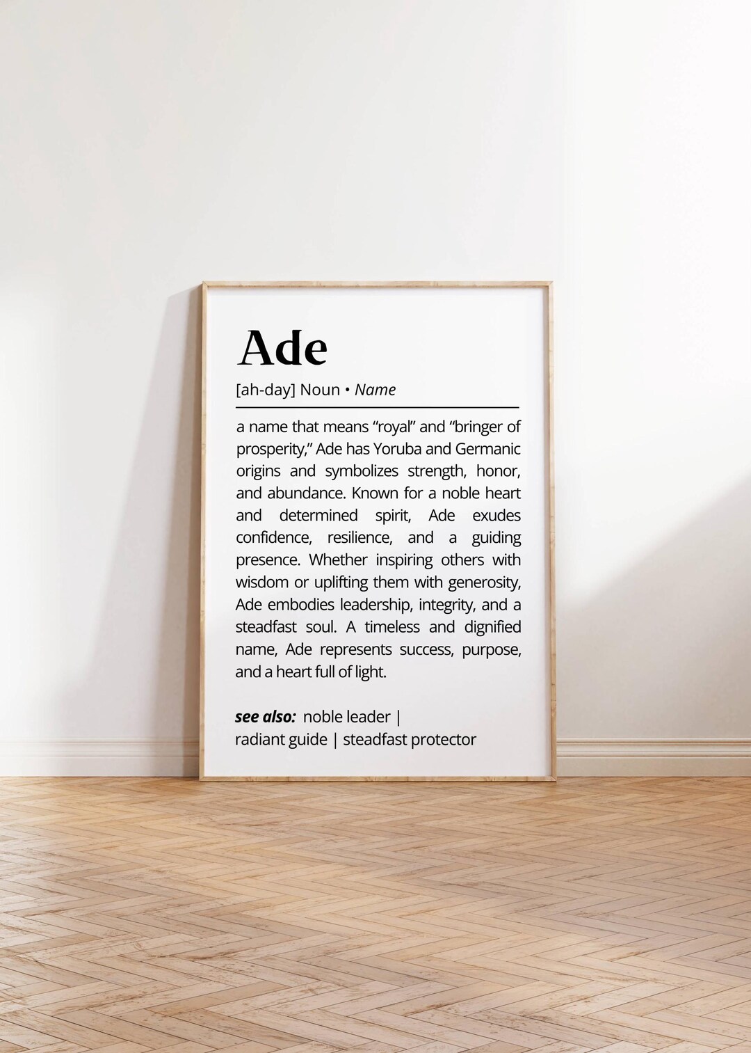 Ade Name Definition Wall Art Personalized Name Meaning Gift Minimalist ...