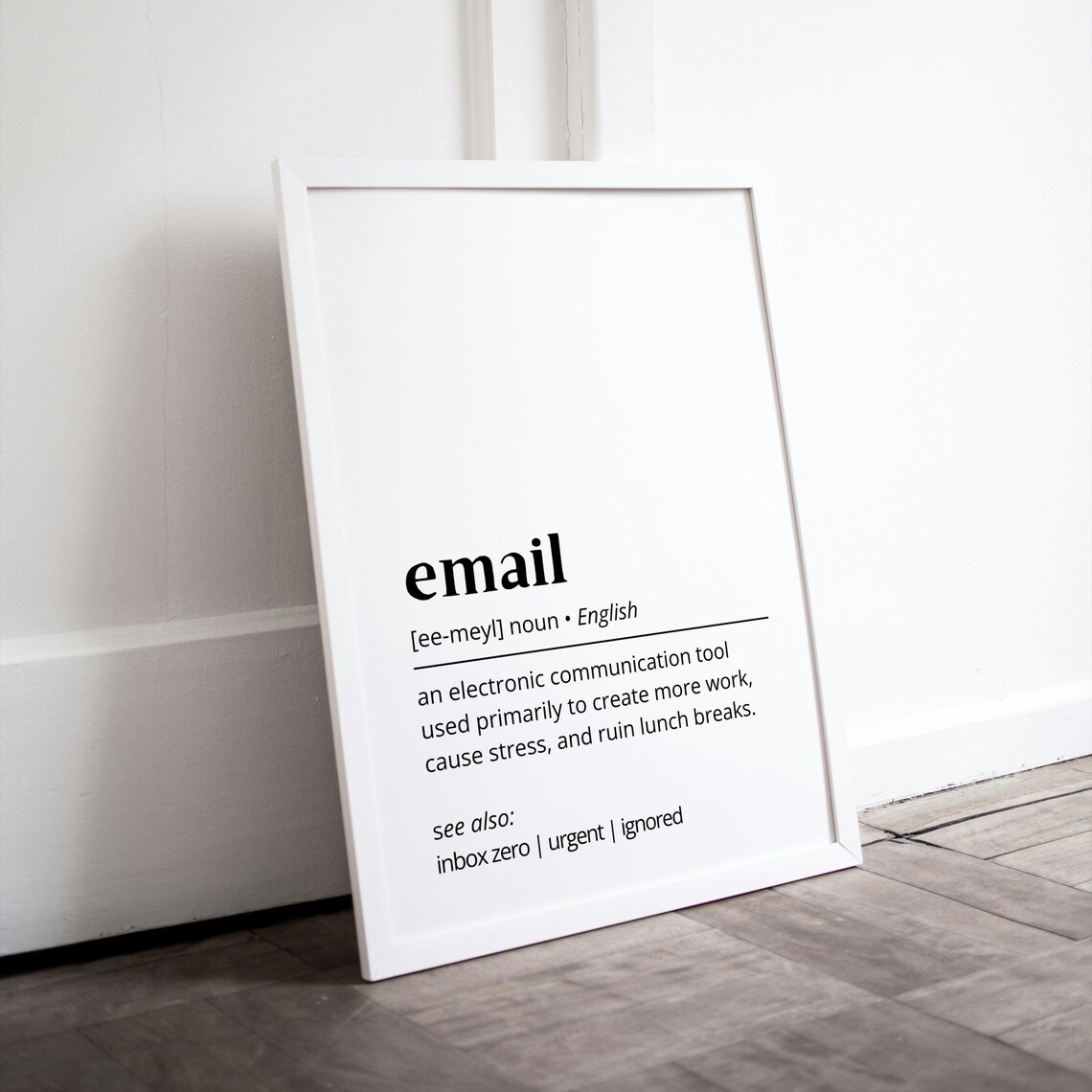 Funny Email Definition Print Office Humor Wall Art Inbox Zero Stress ...