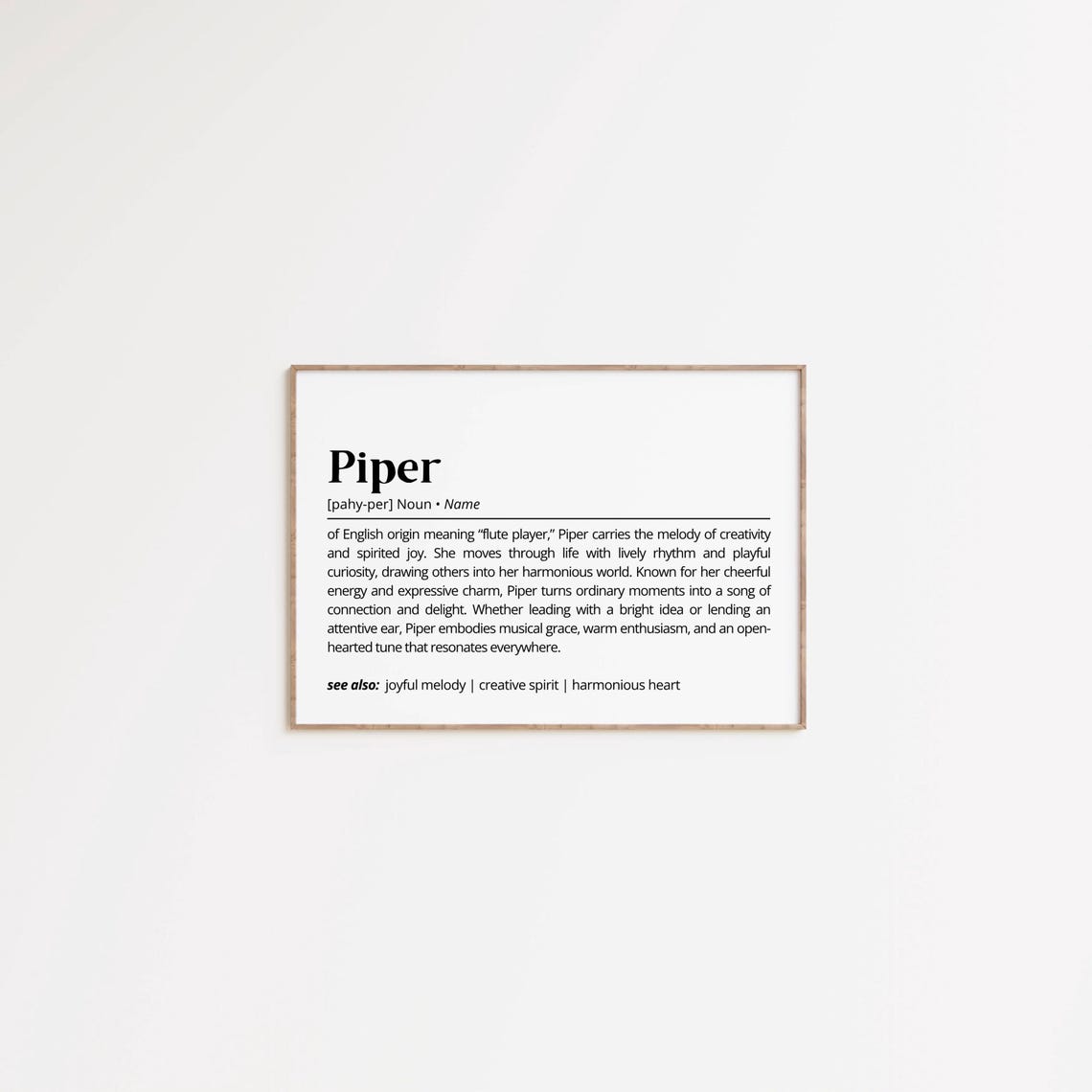 Piper Name Meaning Print | Personalized Gift | Nursery Wall Art ...