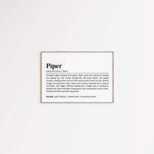 Piper Name Meaning Print | Personalized Gift | Nursery Wall Art ...
