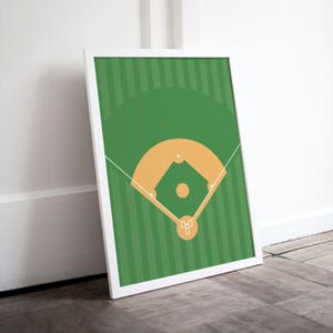 Minimalist Baseball Field Art Print: Modern Sports Decor (digital ...