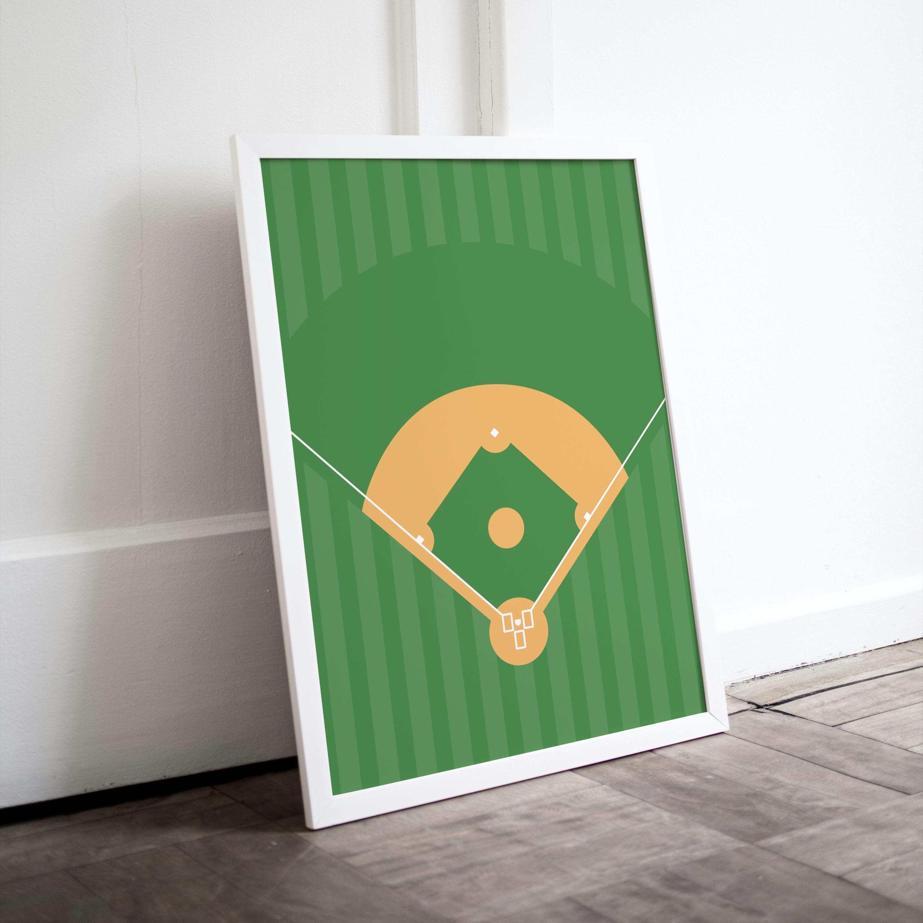 Minimalist Baseball Field Art Print: Modern Sports Decor (digital ...