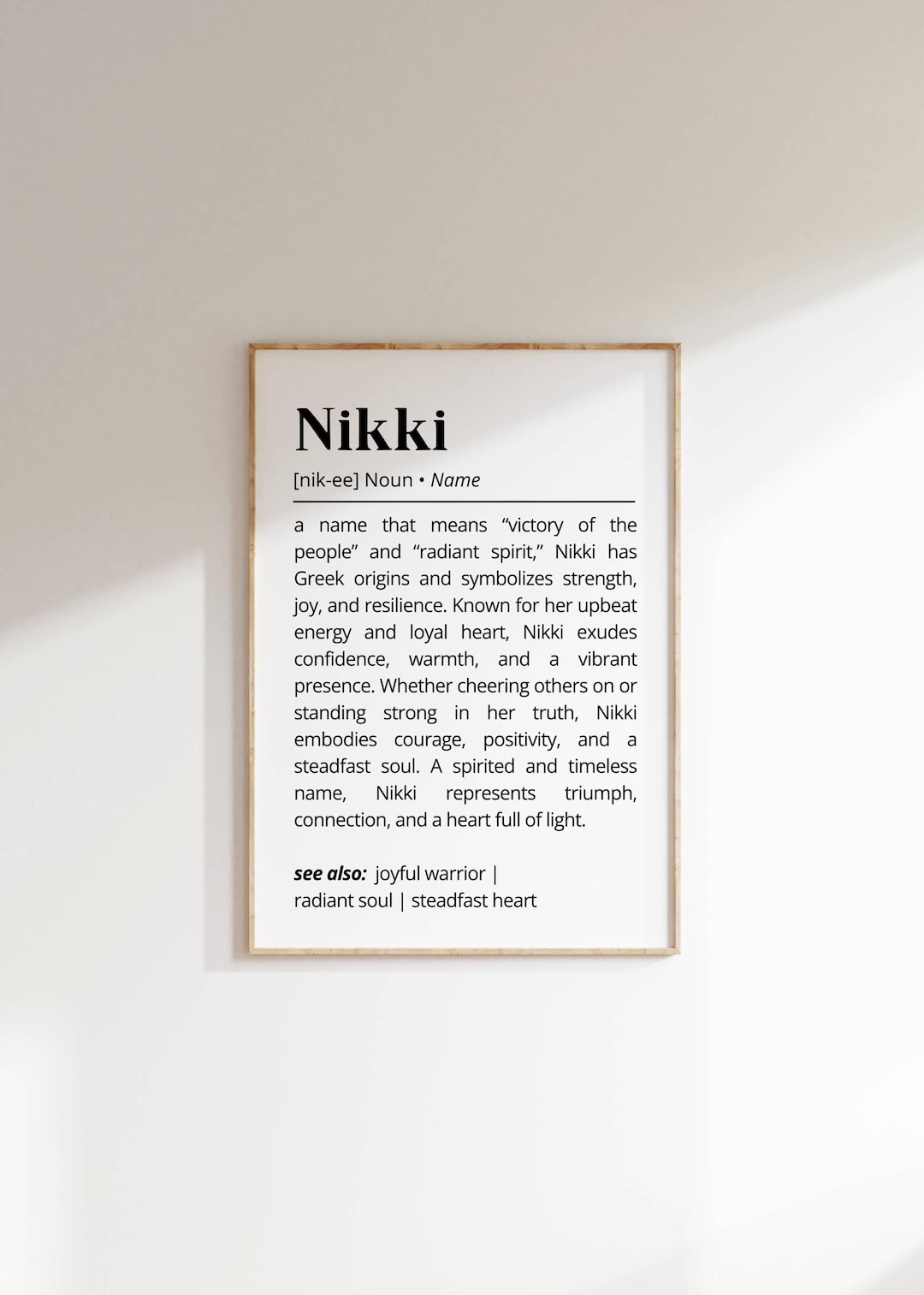 Nikki Name Meaning Print | Personalized Gift | Nursery Wall Art ...