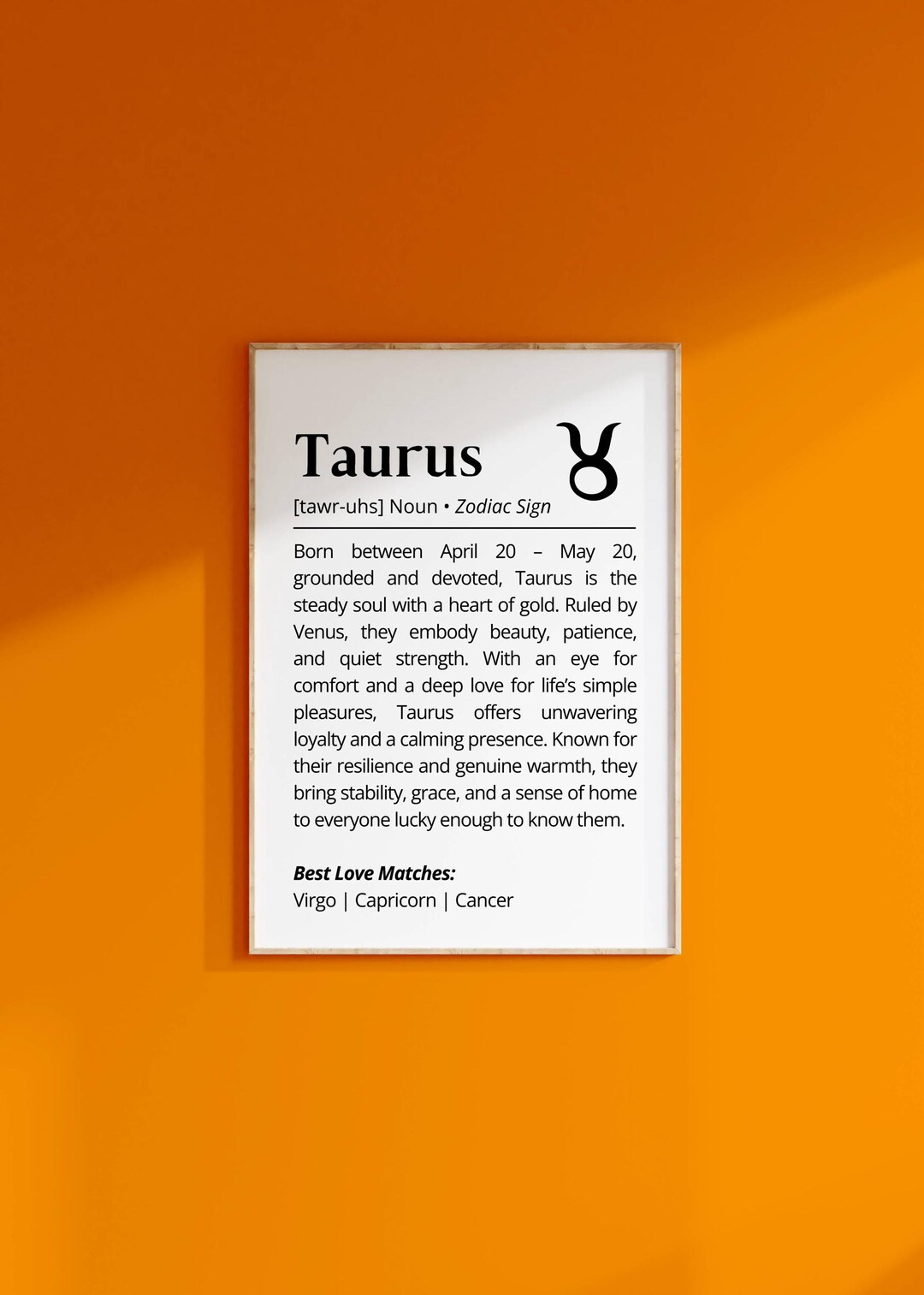 Taurus Zodiac Definition Printable Wall Art Astrology Gift for Her ...