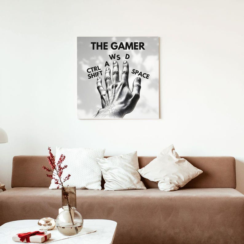 Gamer Hand Illustration Poster: WSAD Keys Gaming Art (digital Download ...