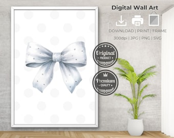 White Bow Print Preppy Art Bow Painting Preppy Dorm Prints Aesthetic ...