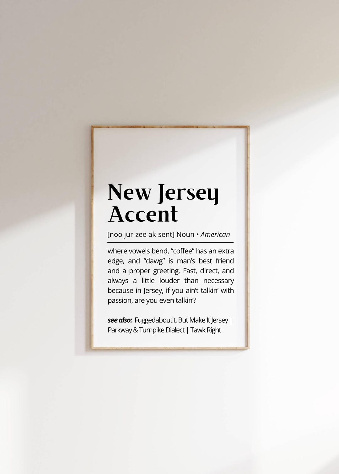 New Jersey Accent Definition Print: Funny Slang Typography (digital ...