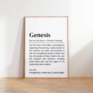 Genesis Definition Print: Christian Bible Theology Wall Art (digital ...
