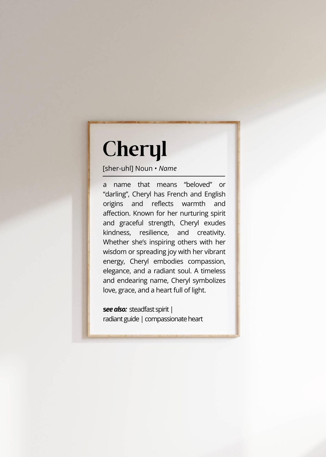 Cheryl Name Meaning Print | Personalized Gift | Nursery Wall Art ...
