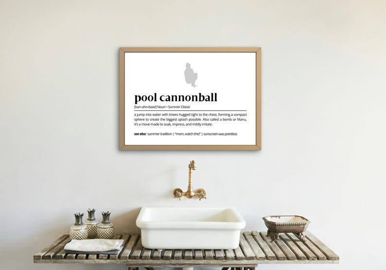 Pool Cannonball Definition Print: Funny Summer Wall Art (digital ...