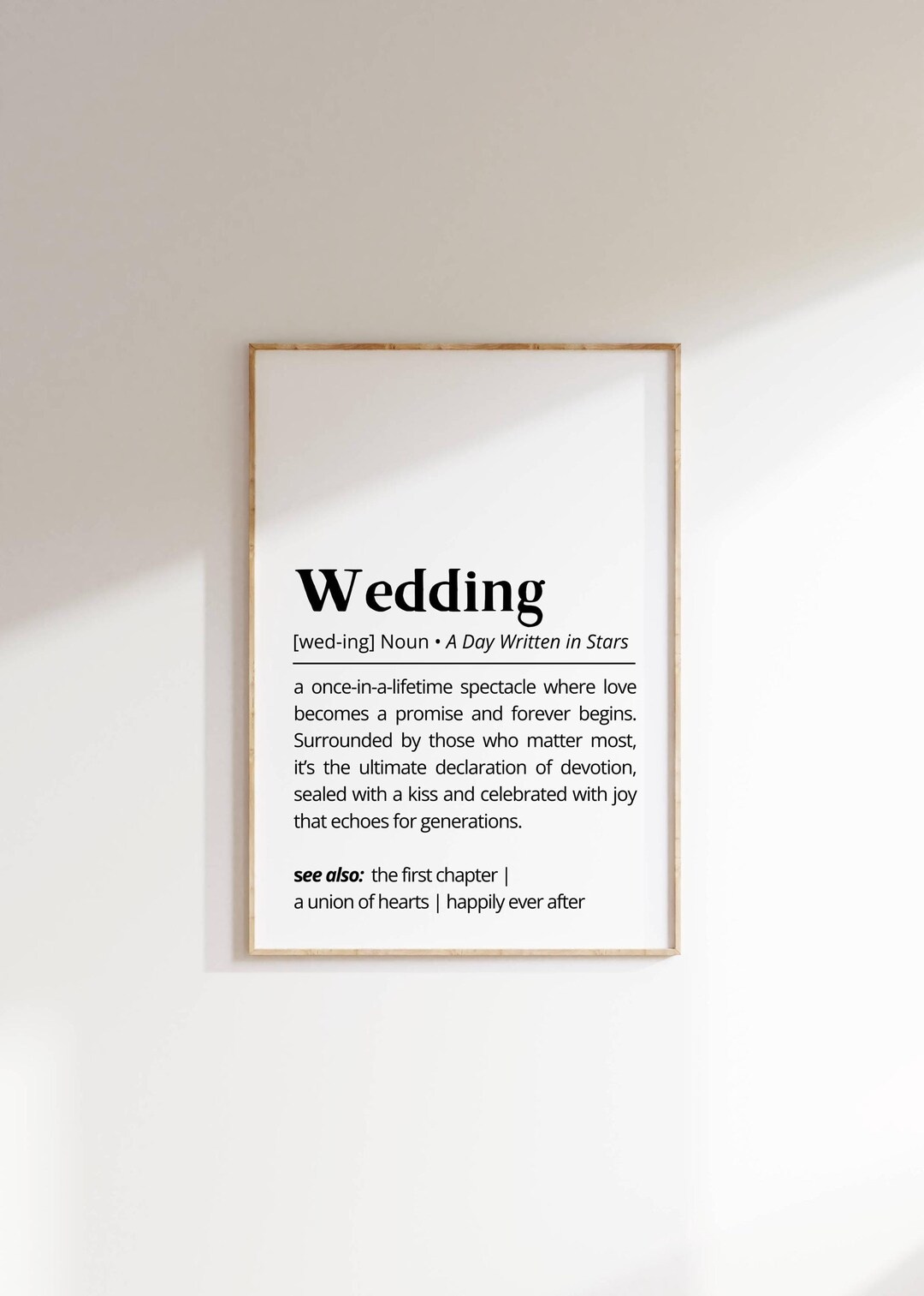 Wedding Definition Wall Art Printable Typography Poster Gift for ...