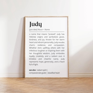 Judy Name Definition Wall Art Minimalist Printable Poster Unique ...