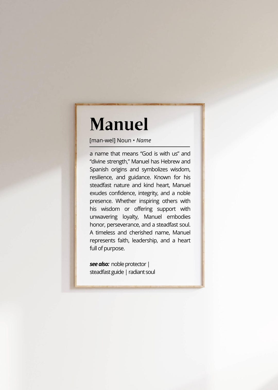 Manuel Name Definition Wall Art Personalized Name Meaning Minimalist ...