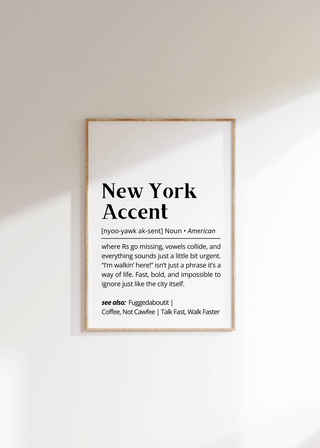 New York Accent Definition Print: Funny NYC Typography Art (digital ...