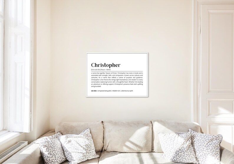 Christopher Name Definition Wall Art Inspirational Name Meaning Poster ...