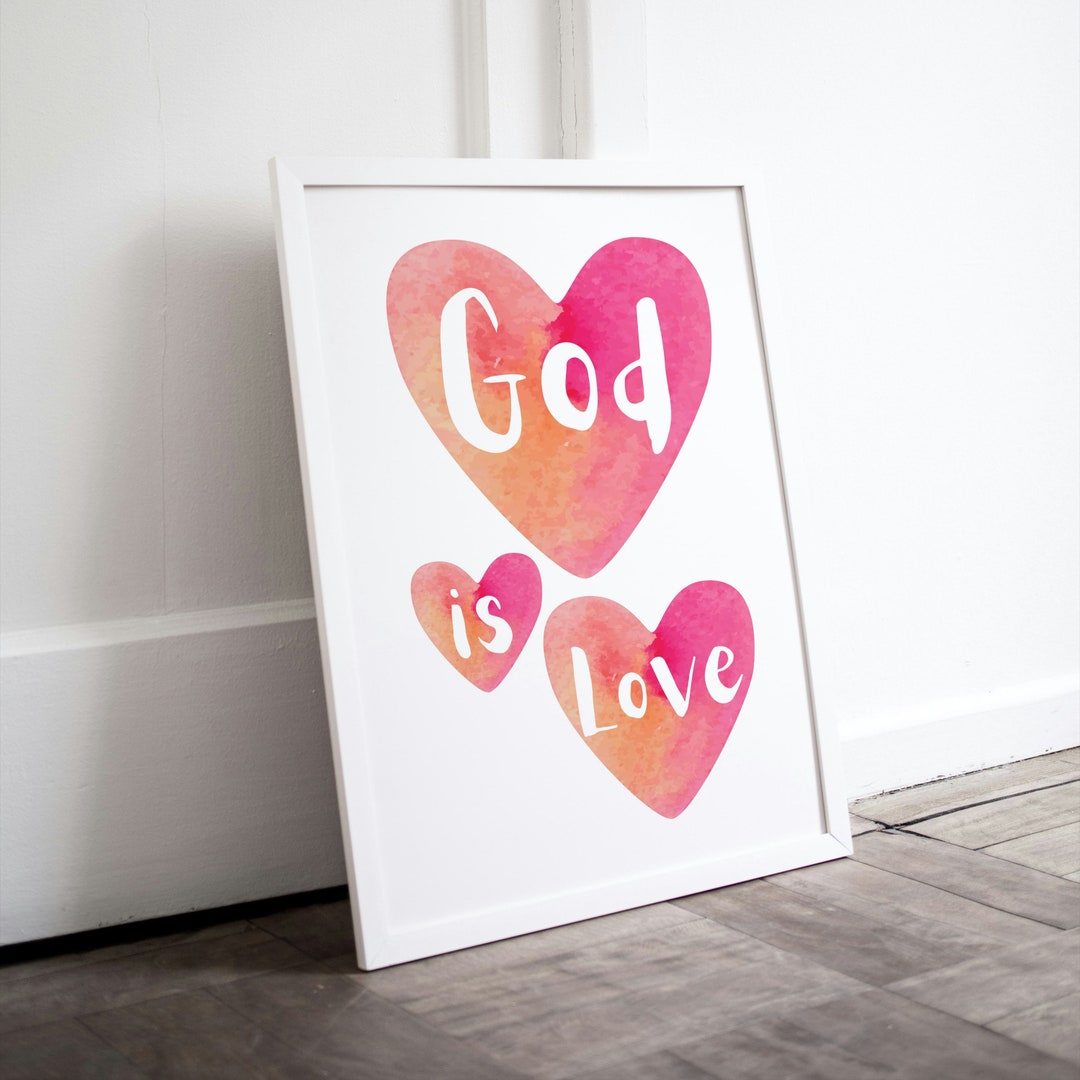 God is Love Poster, Christian Wall Art, Biblical Wall Art, Bible Quote ...