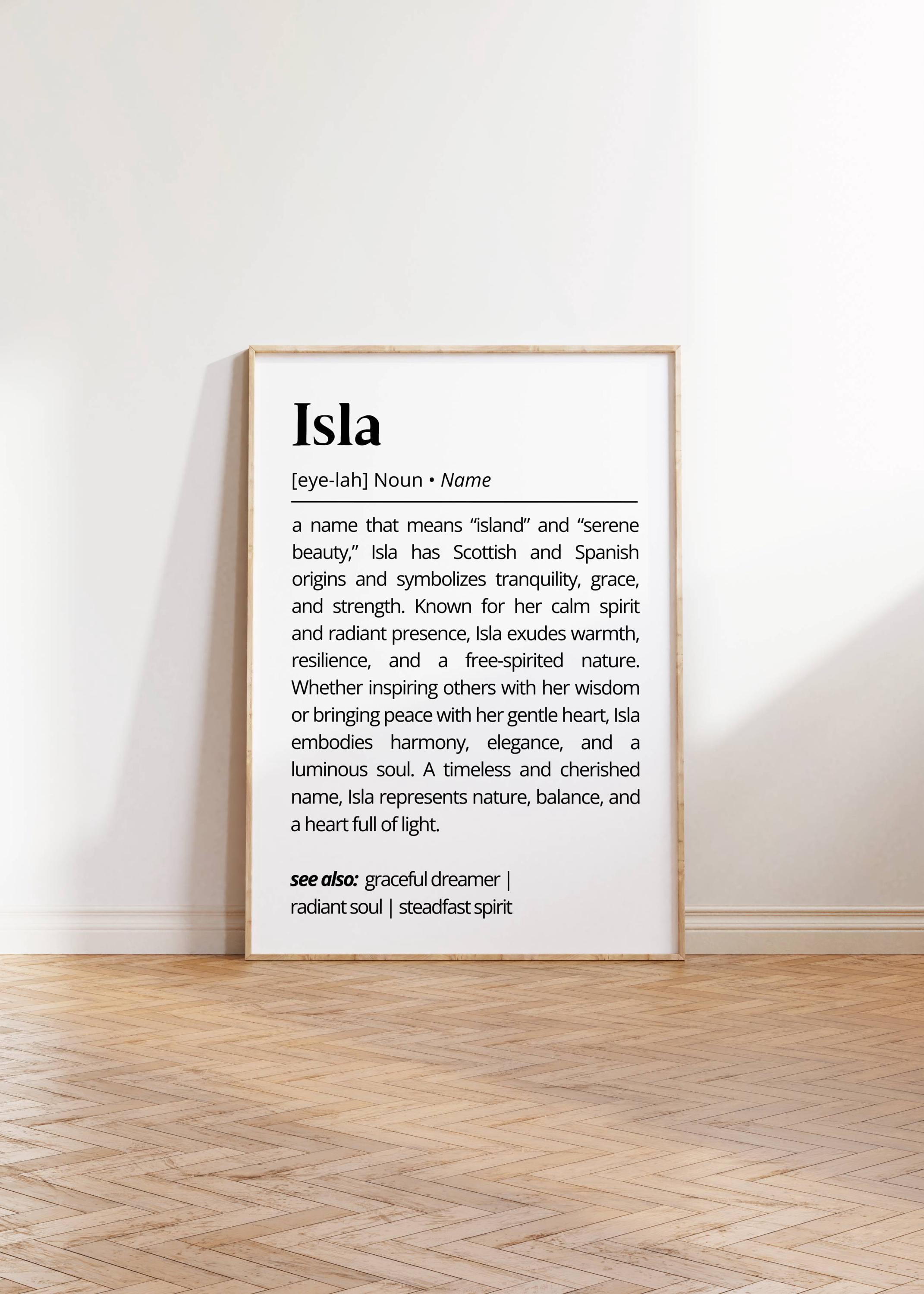 Isla Name Meaning Print | Personalized Gift | Nursery Wall Art ...
