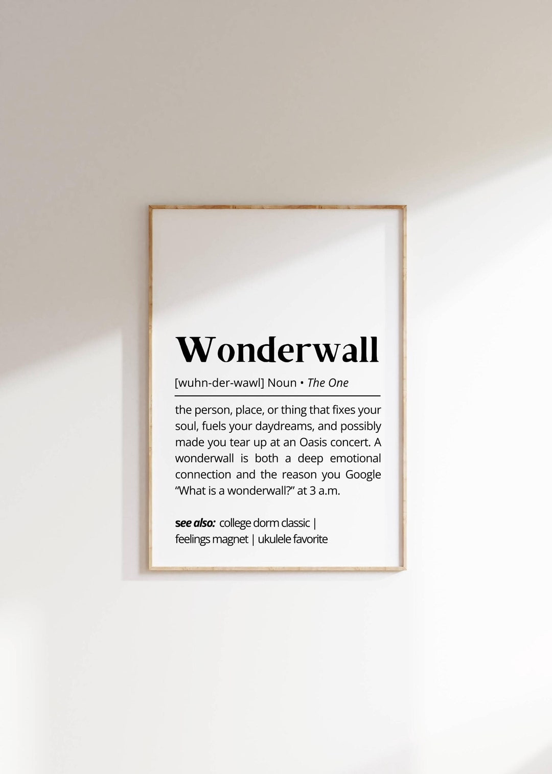 Wonderwall Definition Print: Funny Music Lover Gift (digital Download ...