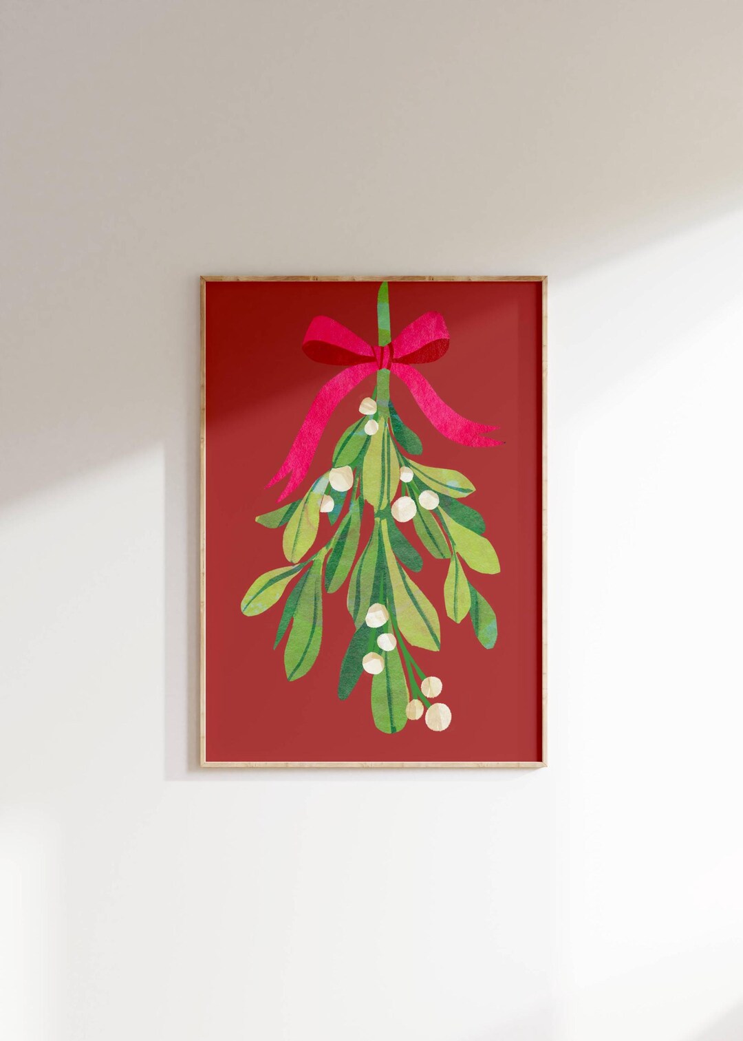 Mistletoe Watercolor Printable Wall Art Festive Christmas Holiday Gift ...