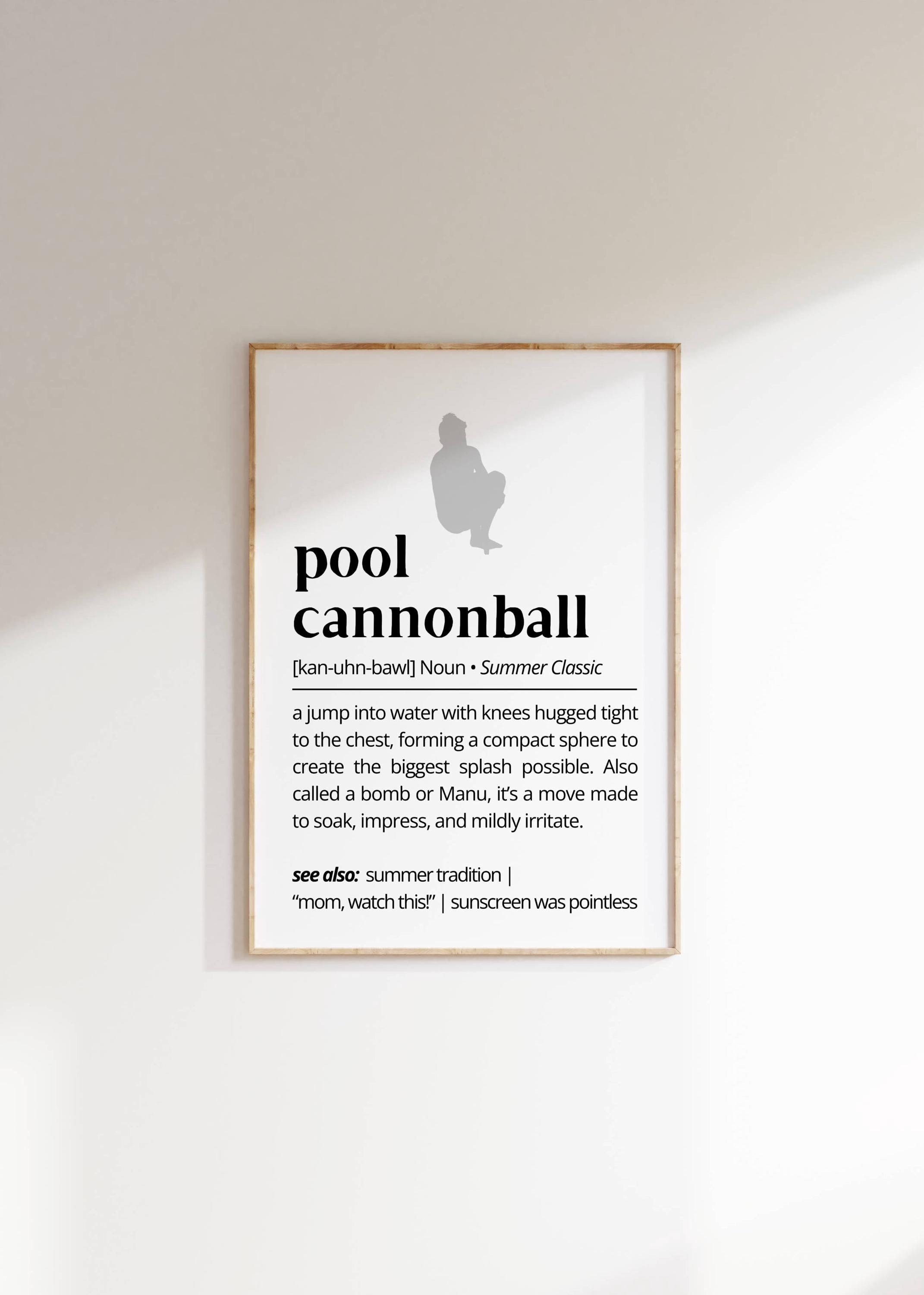 Pool Cannonball Definition Print: Funny Summer Wall Art (digital ...