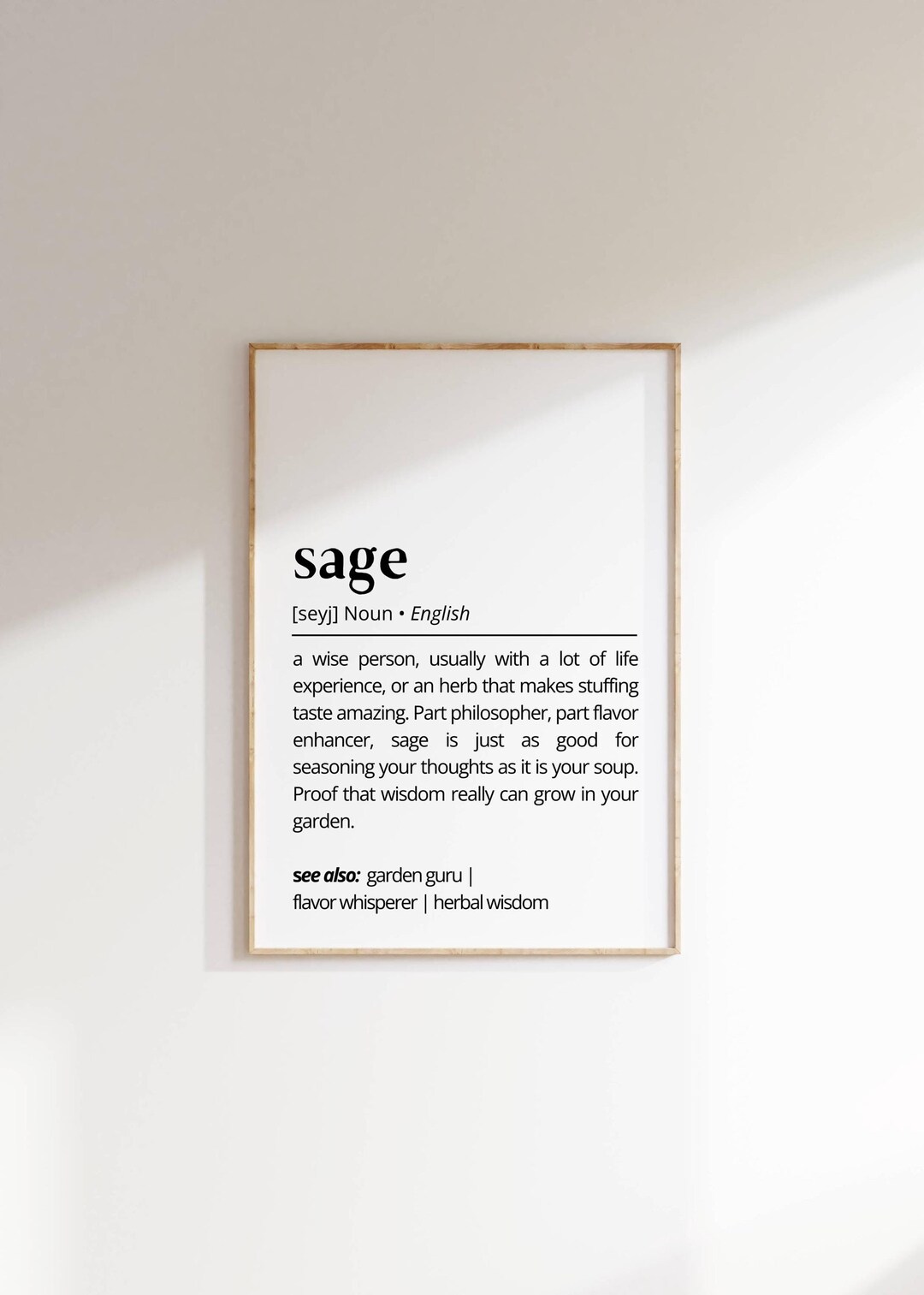 Sage Definition Print: Funny Kitchen Herb Poster (digital Download) - Etsy