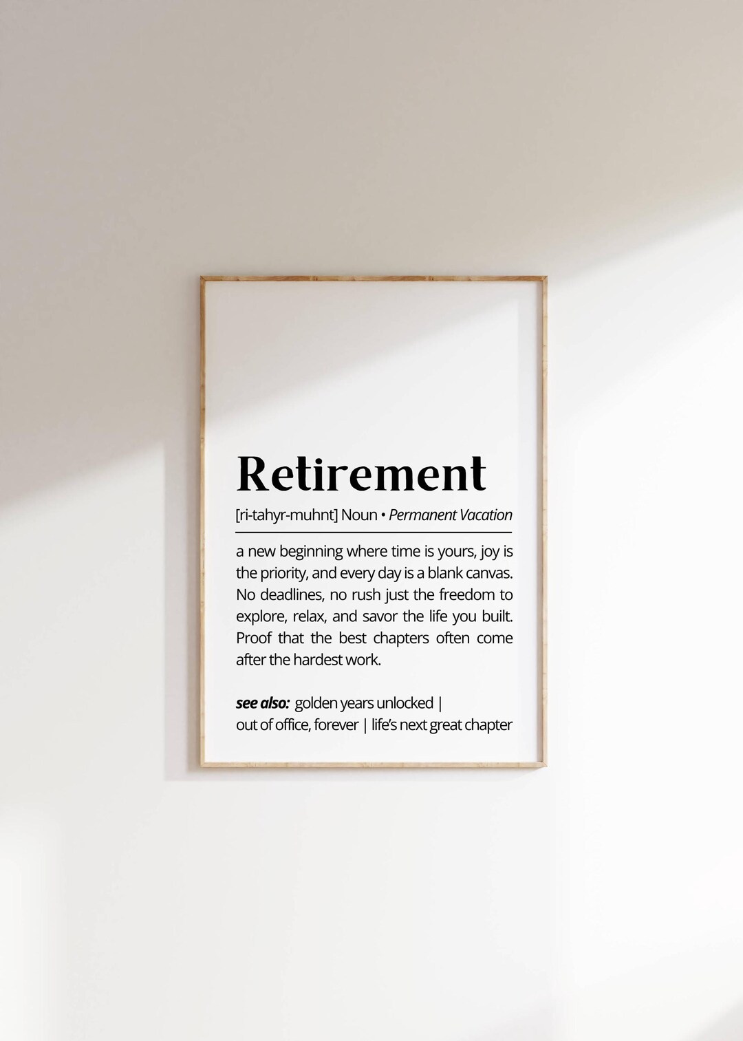 Retirement Definition Print: Funny Minimalist Typography (digital ...