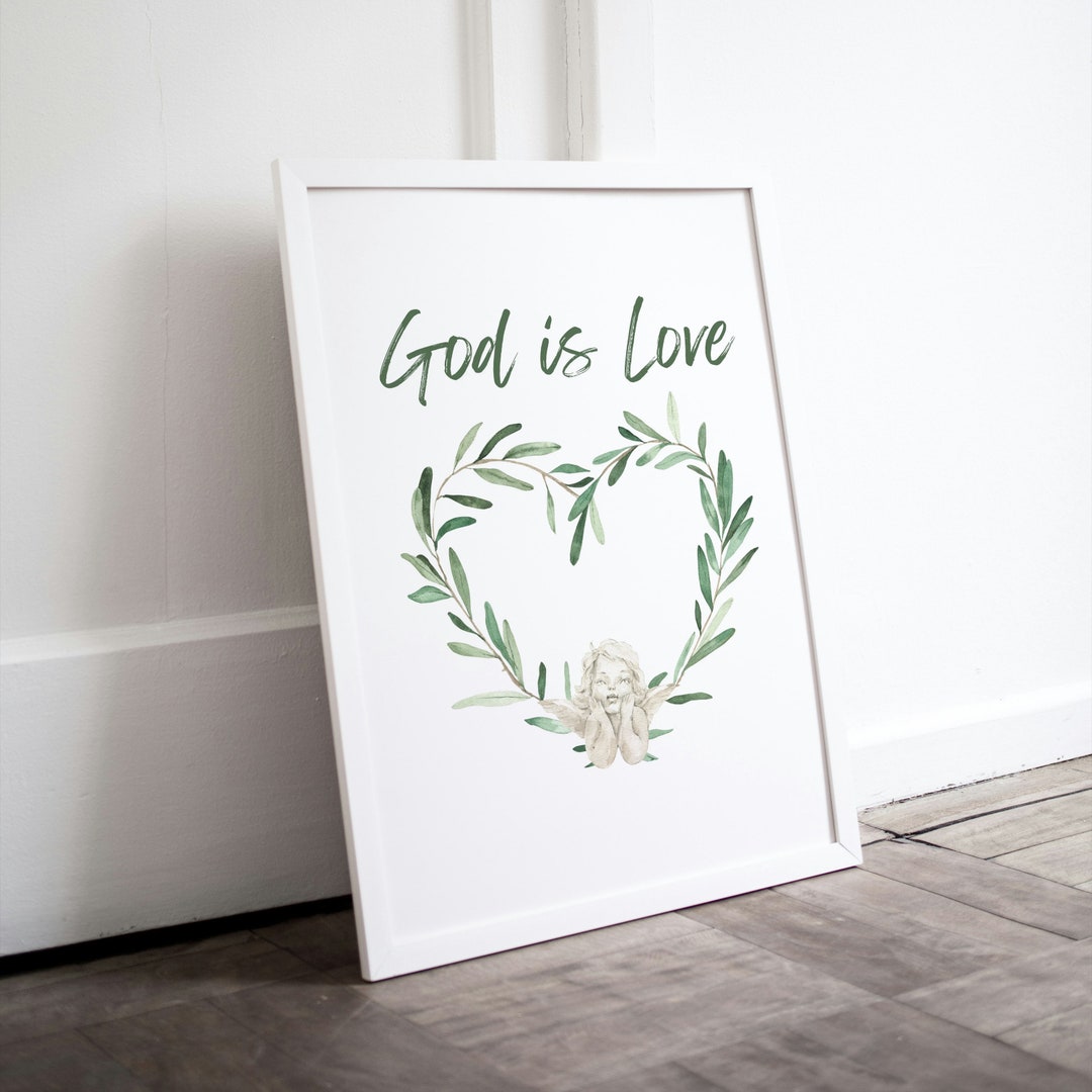 God is Love Poster, Christian Wall Art, Biblical Wall Art, Bible Quote ...