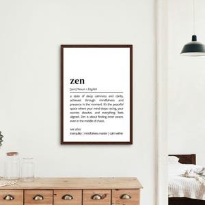 Zen Definition Wall Art Calmness Mindfulness Minimalist Inspirational ...