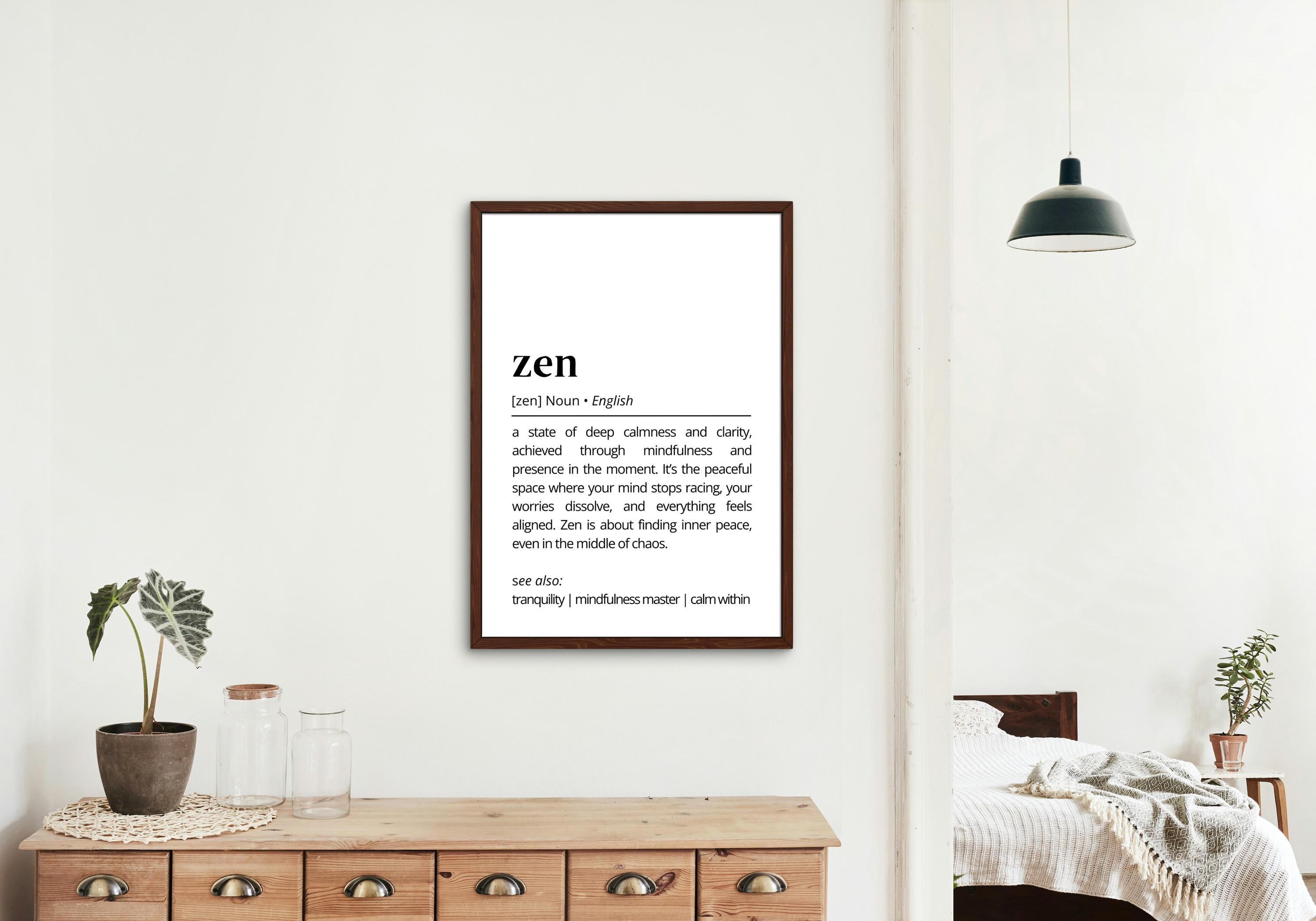 Zen Definition Print: Minimalist Mindfulness Wall Art (digital Download ...