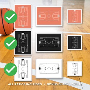 Minimalist Basketball Court Print: Orange Sports Wall Art (digital ...