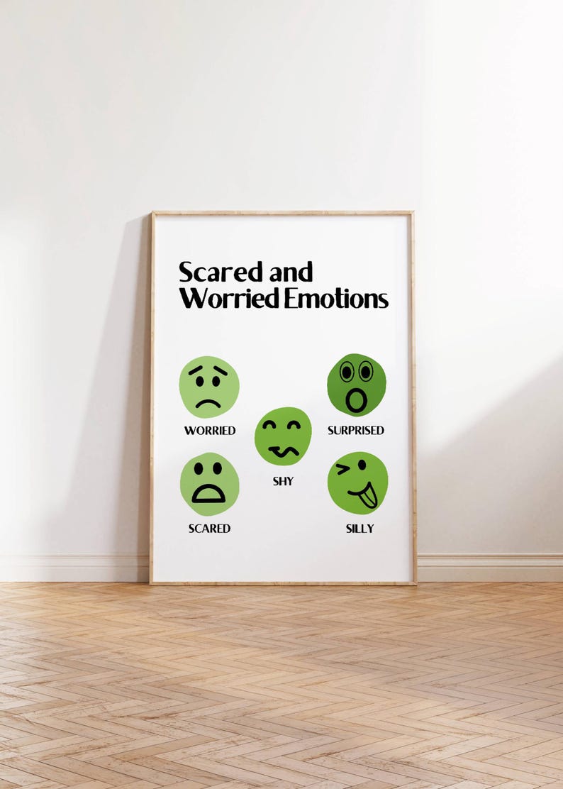 Emotions Chart Poster: Scared & Worried, Classroom Decor (digital ...
