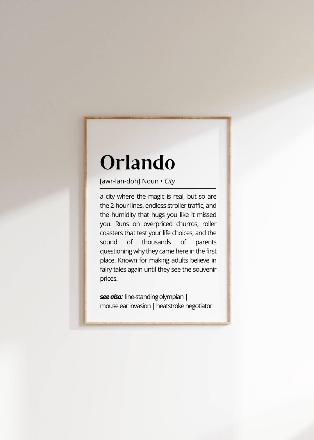 Orlando Definition Print: Funny Travel Quote, Magic City Art (digital ...