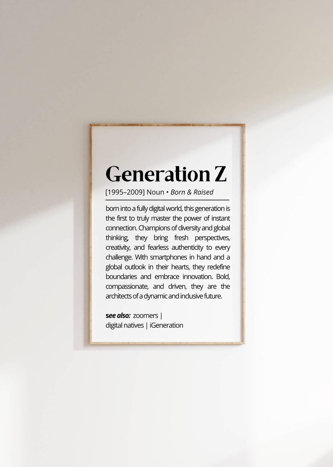 Generation Z Definition Print Zoomers Wall Art Inspiration Typography ...