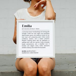 Emilia Name Definition Wall Art Personalized Name Meaning Minimalist ...