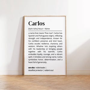Carlos Name Definition Wall Art Personalized Name Gift Printable for ...