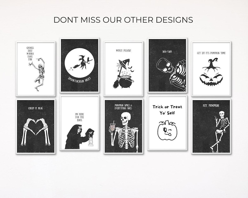 Hey Pumpkin Halloween Skeleton Poster Funny Halloween Wall Art Cute ...