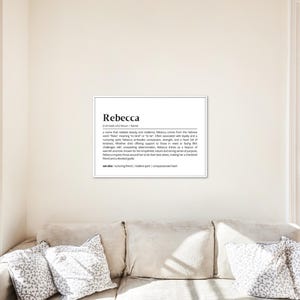 Rebecca Name Definition Wall Art Printable Inspirational Personalized ...