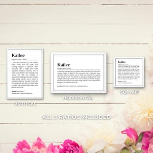 Kailee Name Definition Wall Art Personalized Name Meaning Printable ...