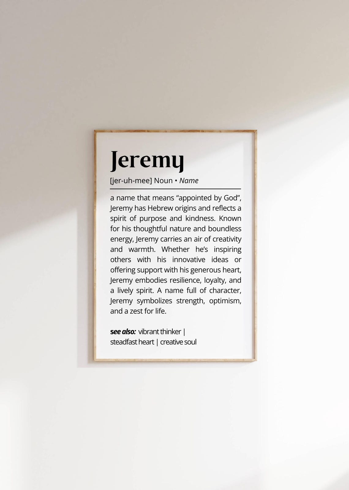Jeremy Name Meaning Print | Personalized Gift | Nursery Wall Art ...