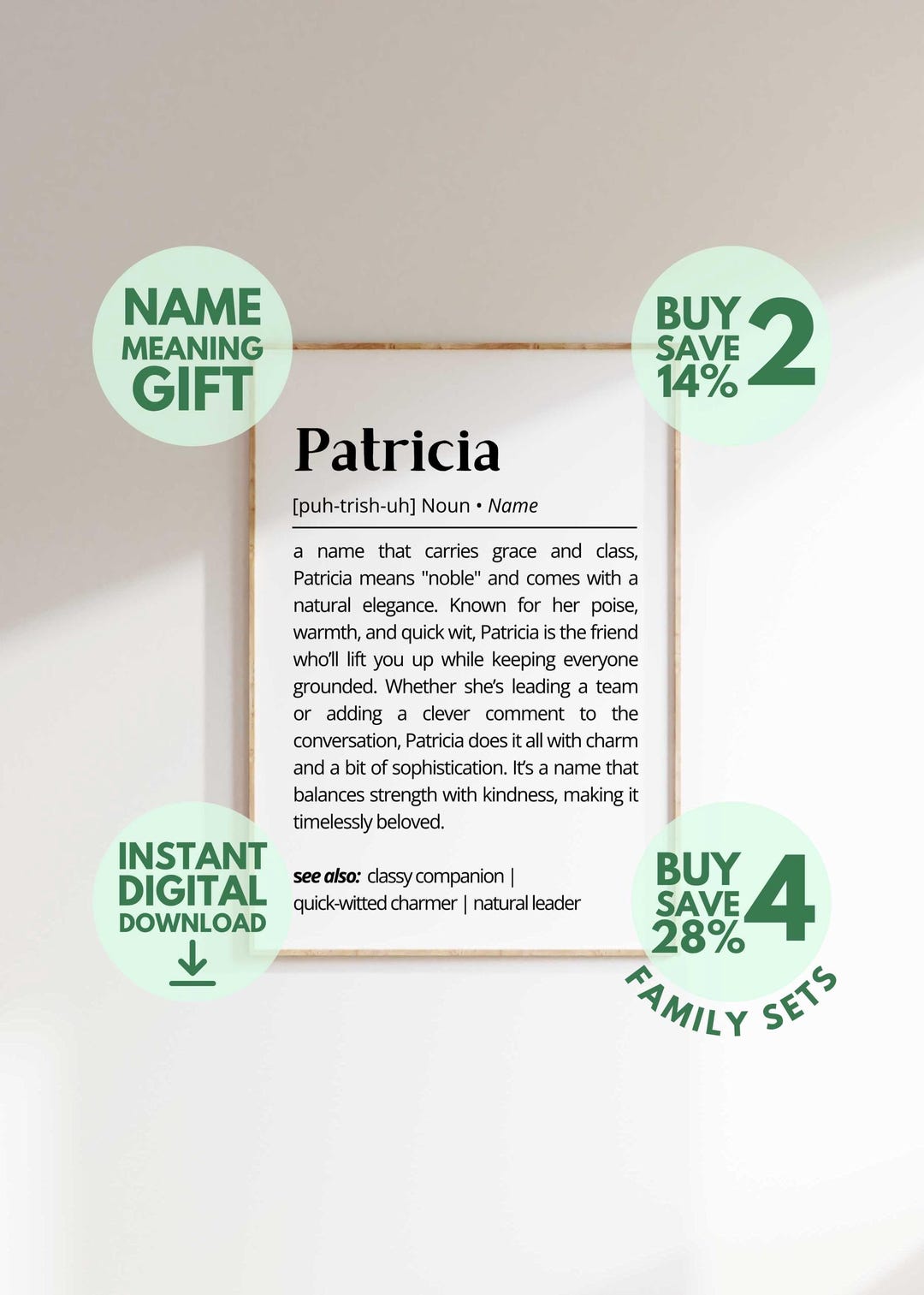 Patricia Name Meaning Print | Personalized Gift | Nursery Wall Art ...